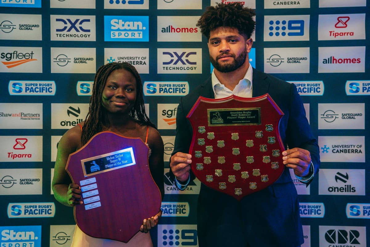 Valetini and Dawa named Best and Fairest at Brumbies Awards Night
